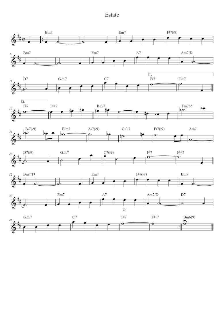 'Estate' - Piano Sheet Music By Bruno Martino/Joel E. Siegel | TOPiano