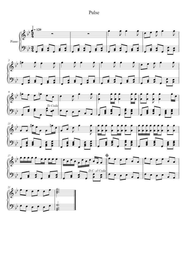'Pulse' - Piano Sheet Music By xxx | TOPiano