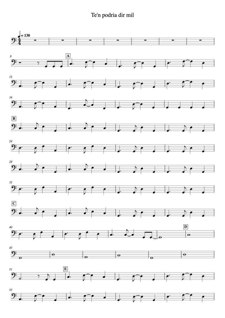 'Te'n podria dir mil' - Piano Sheet Music By Gem, Maria Faubel, Estel ...