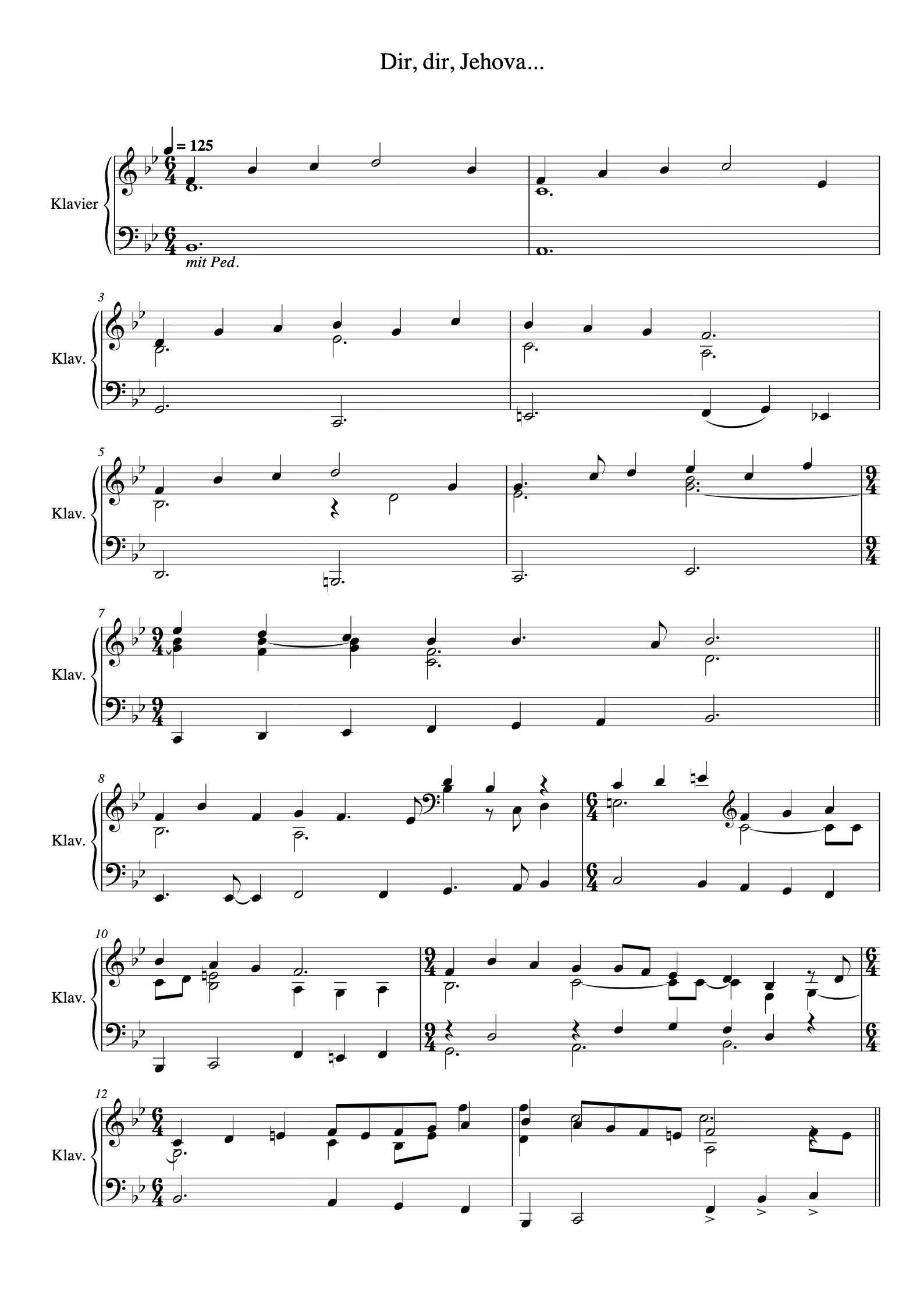 'Dir, dir, Jehova...' - Piano Sheet Music By Christian Halberstadt 2013 ...