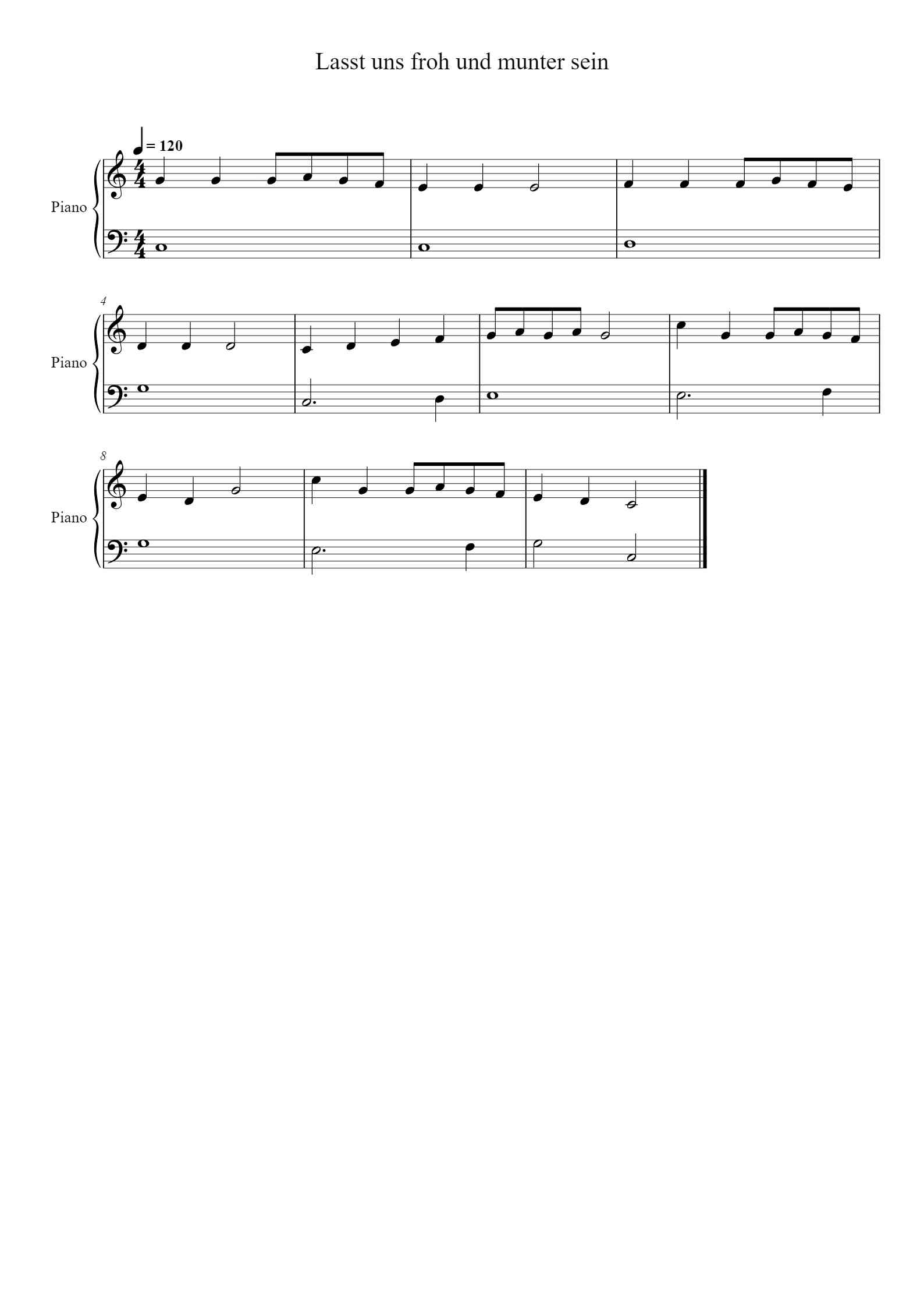 Learning German Traditional's "Lasst uns froh und munter sein" Piano ...