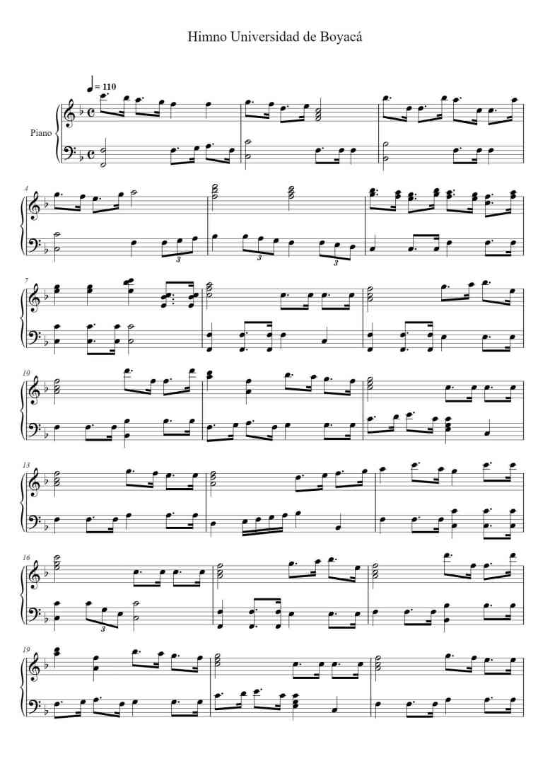 'Himno Universidad de Boyacá' - Piano Sheet Music By xxx | TOPiano