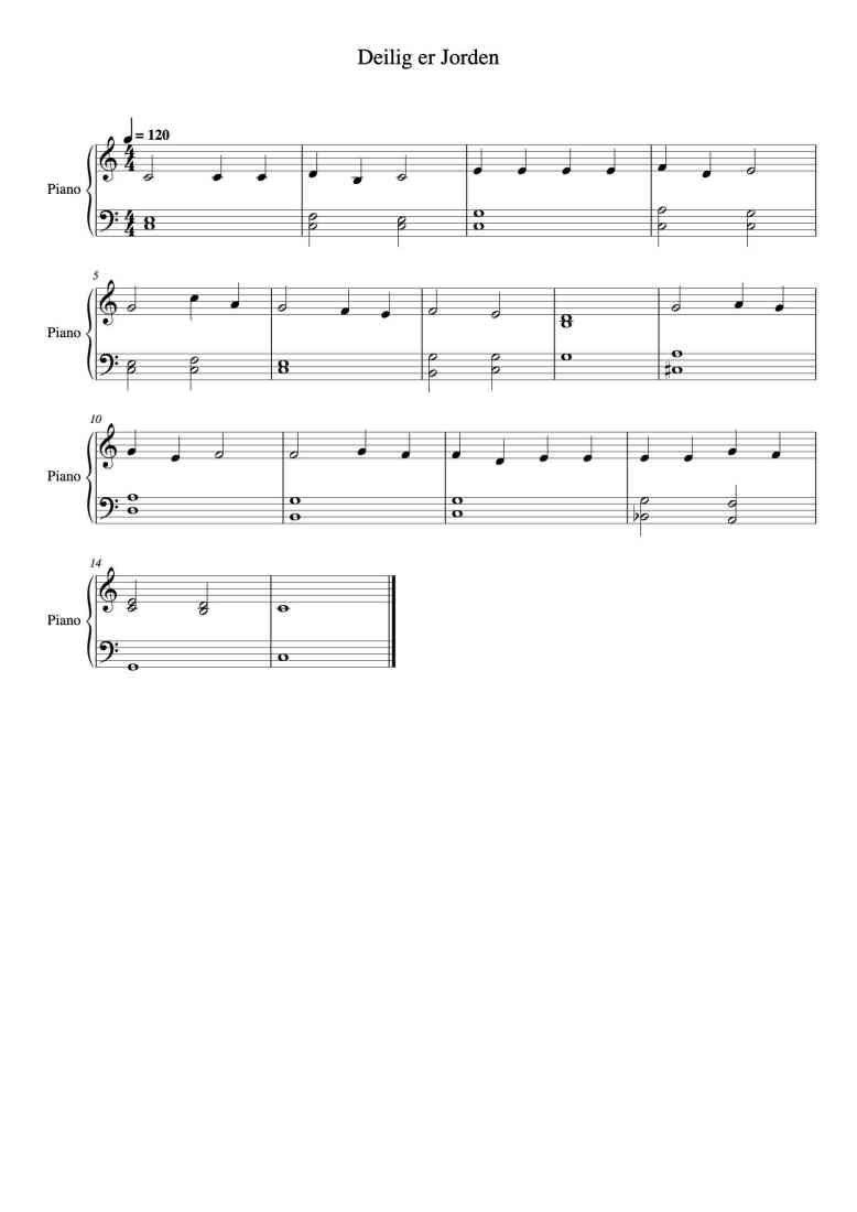 'Deilig er Jorden' - Piano Sheet Music By Danish Traditional | TOPiano