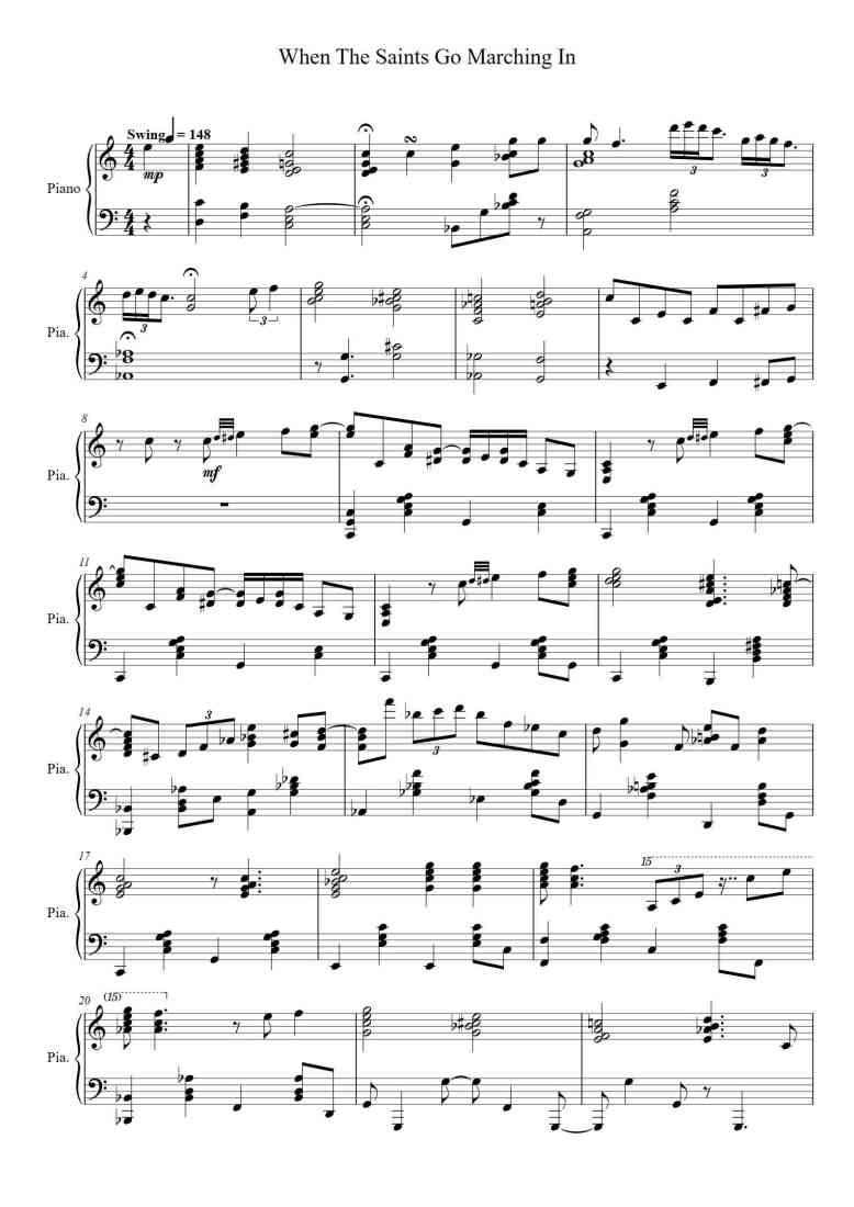 'When The Saints Go Marching In' - Piano Sheet Music By xxx | TOPiano