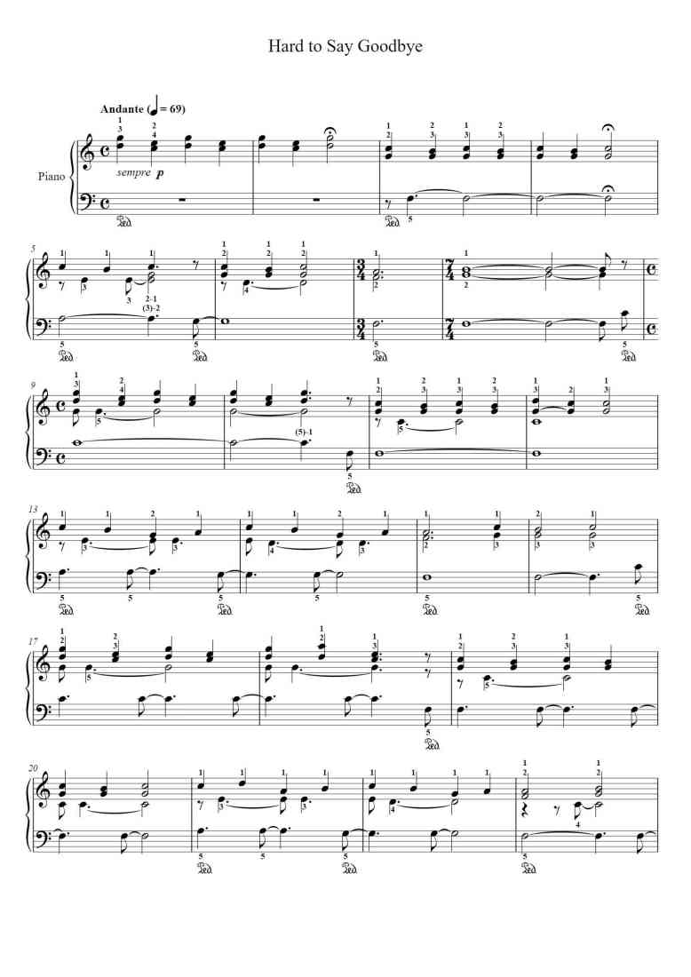 'Hard to Say Goodbye' - Piano Sheet Music By Dan Gautreau | TOPiano