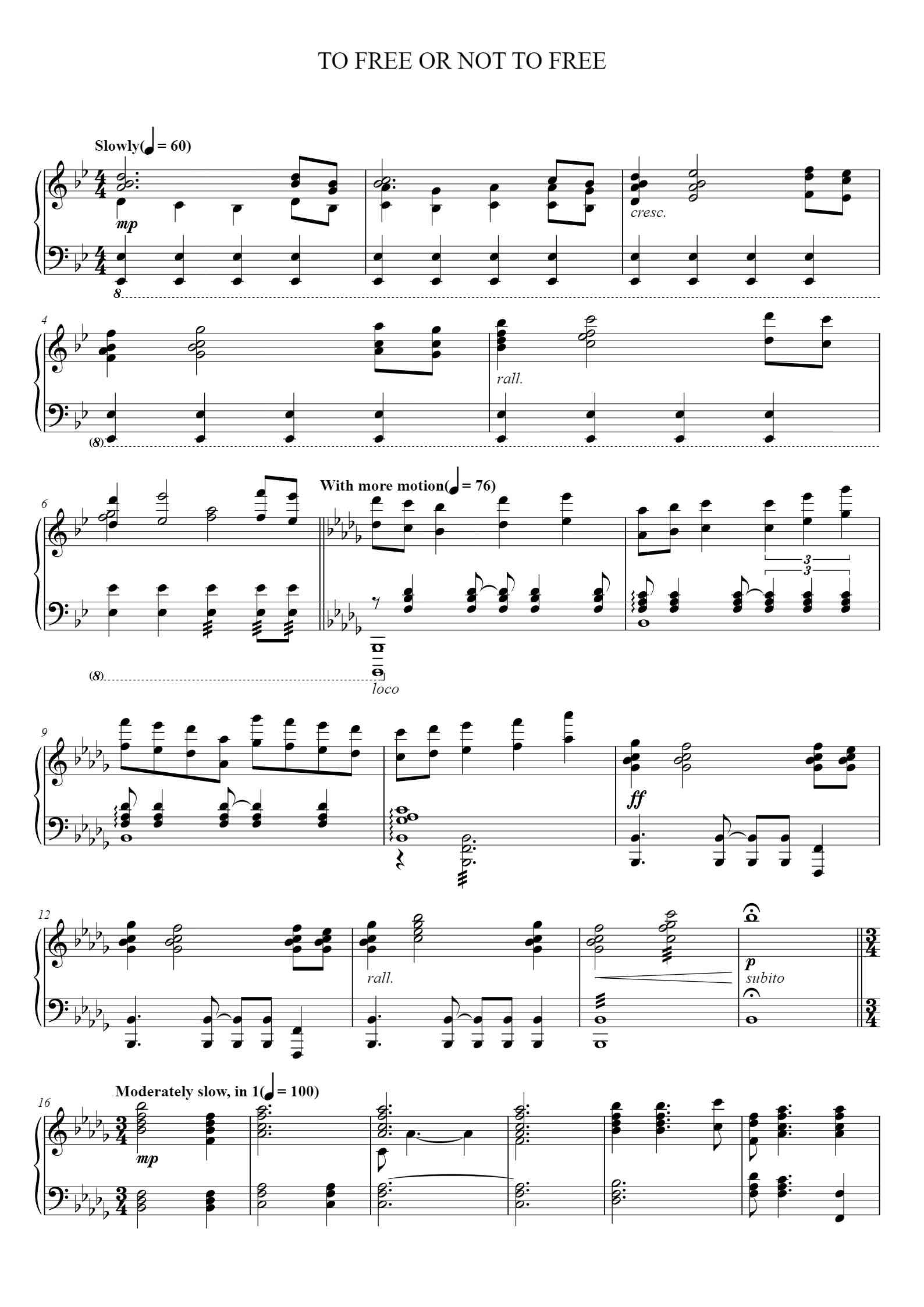 'To Free Or Not To Free' - Piano Sheet Music By By MICHAEL GIACCHINO ...