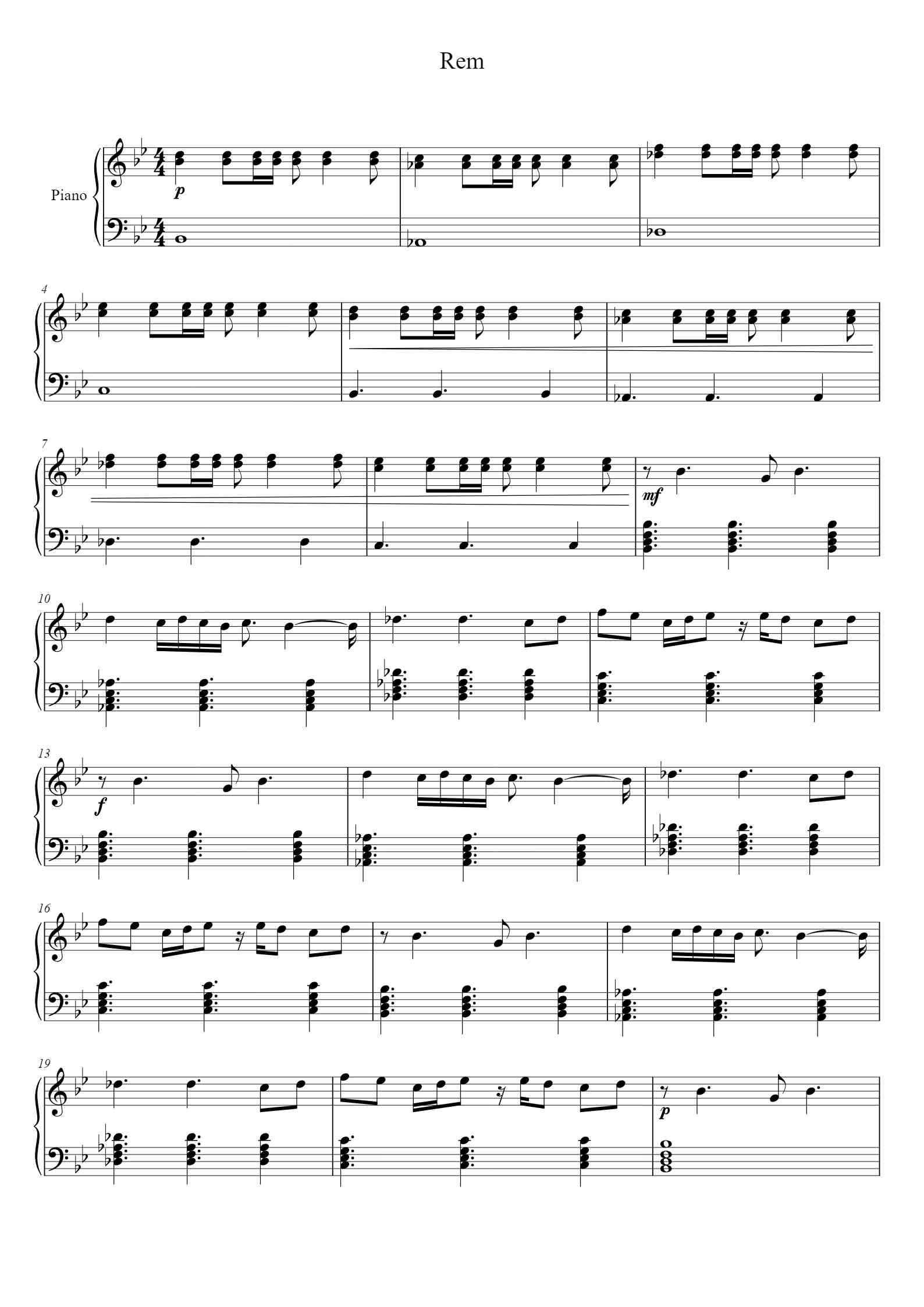 'Rem' - Piano Sheet Music By xxx | TOPiano