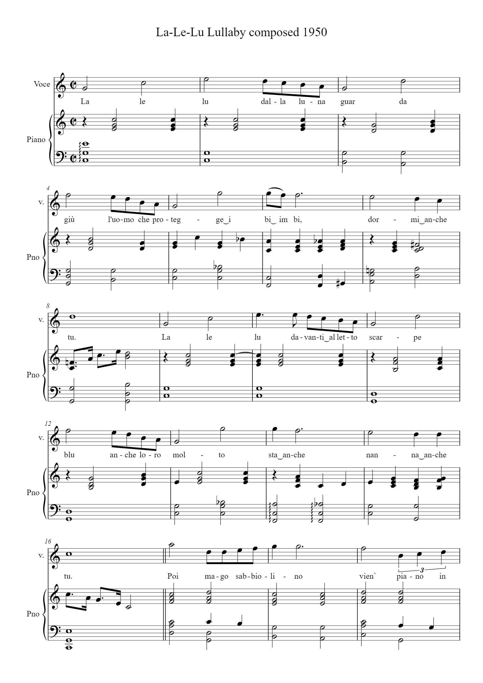 'La - Le - Lu' - Piano Sheet Music By Heino Gaze (1908-1967) | TOPiano