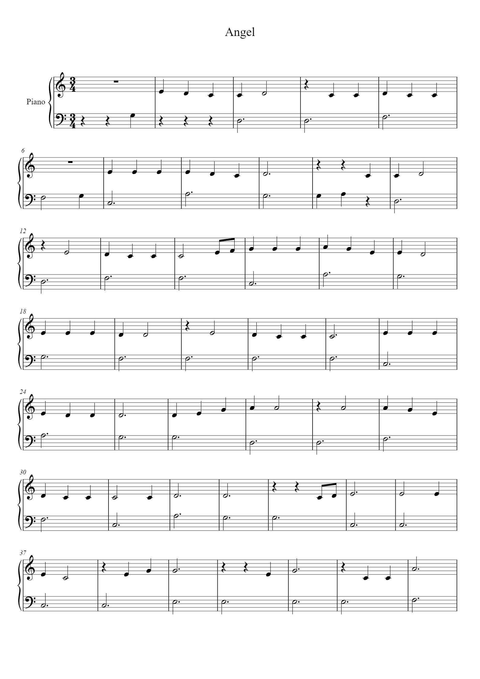 'Angel' - Piano Sheet Music By Sarah McLachlan | TOPiano