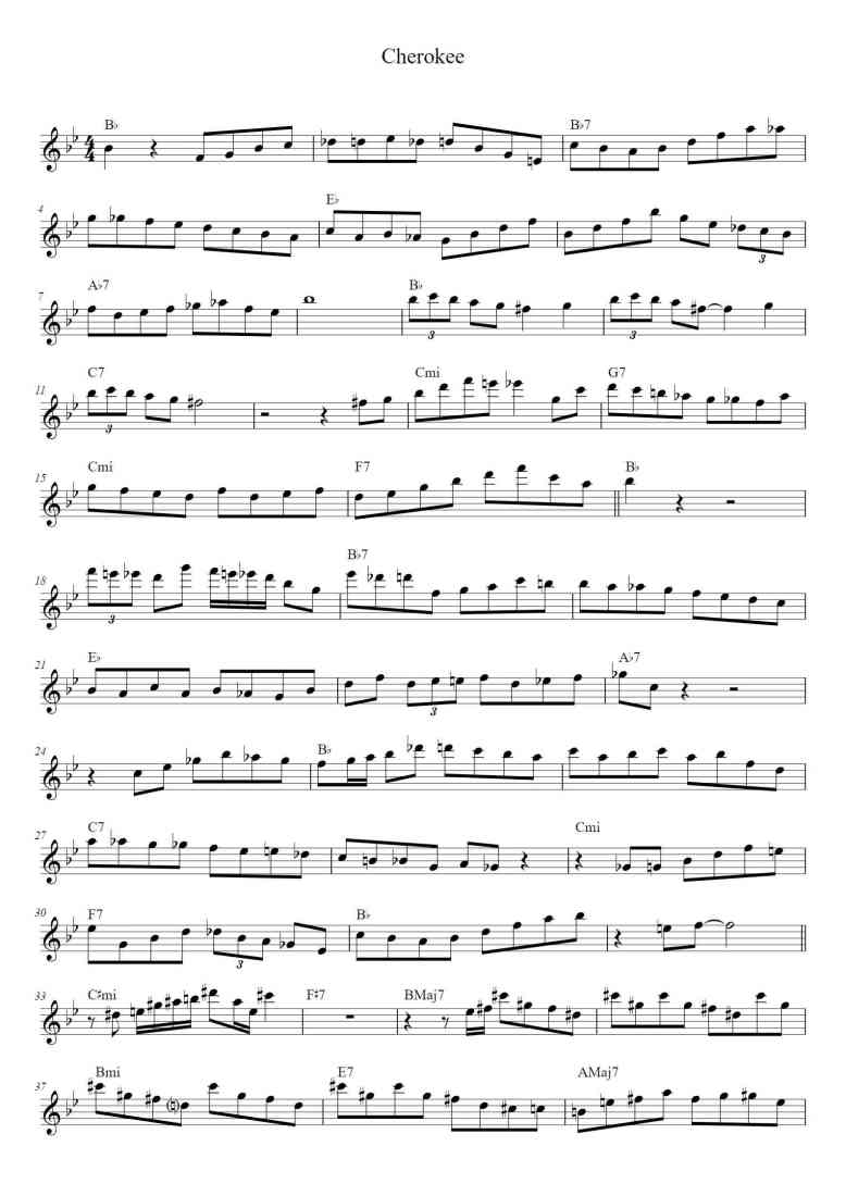 'Cherokee' - Piano Sheet Music By Bud Powell Solo Transcribed by Danny ...