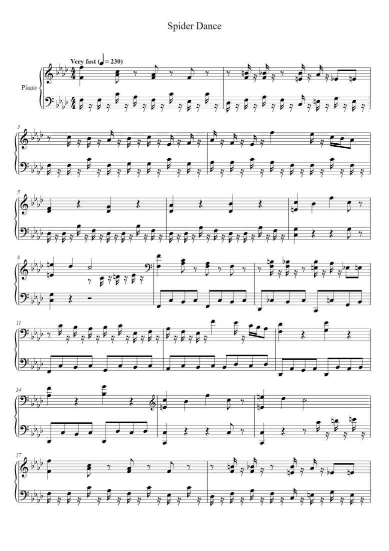 'Spider Dance' - Piano Sheet Music By Toby Fox (Arr. Lattice) | TOPiano