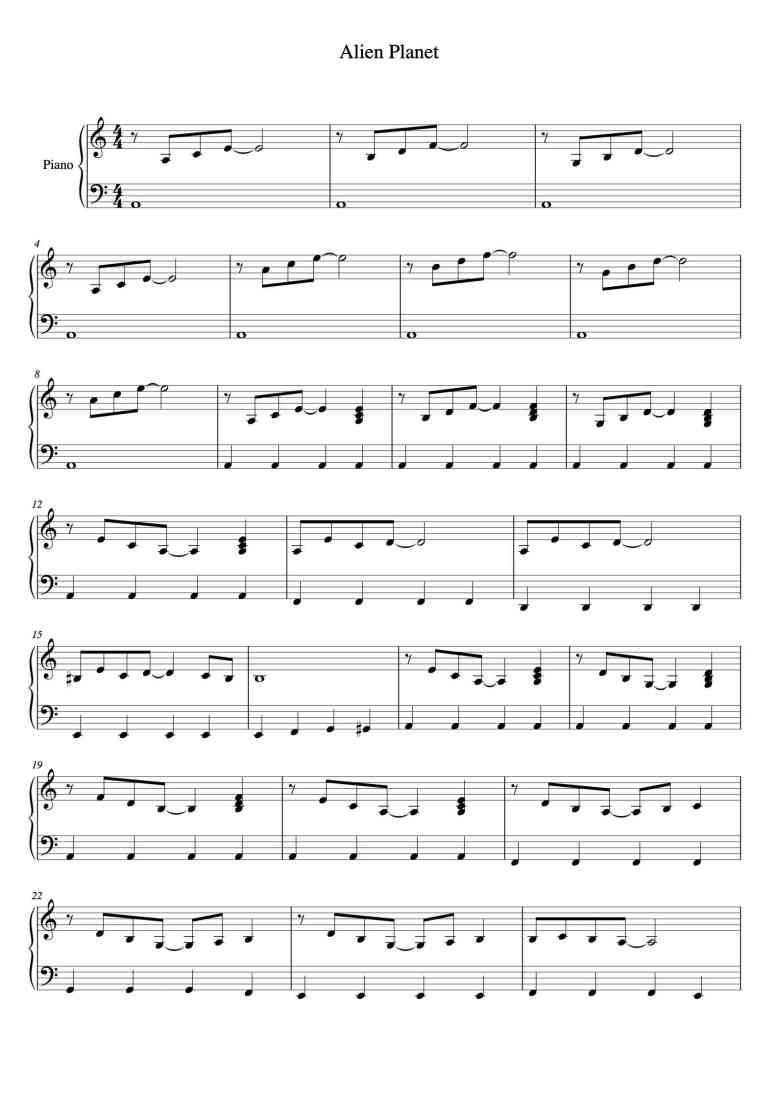 'Alien Planet' - Piano Sheet Music By xxx | TOPiano