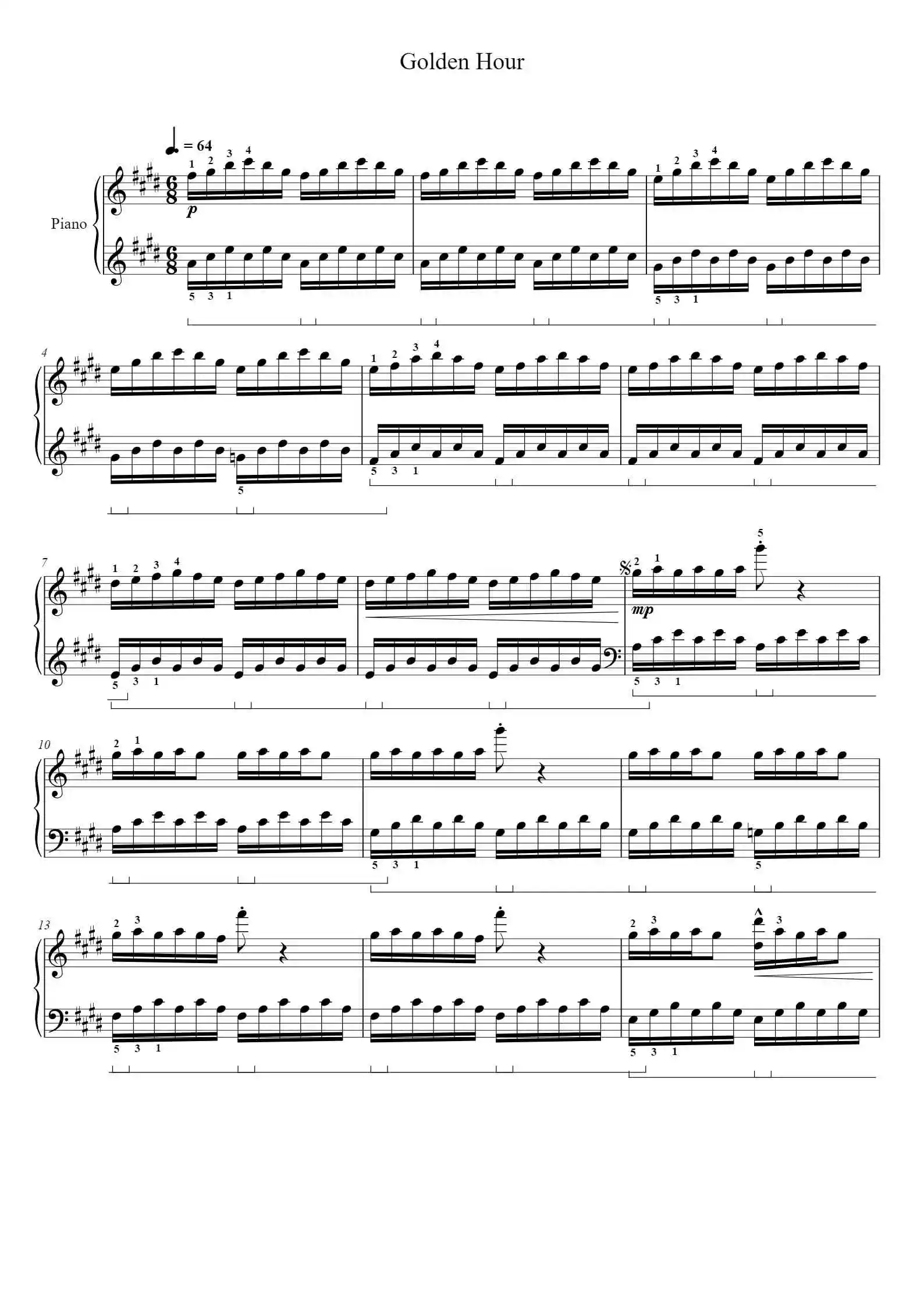 'Golden Hour' - Beginner Piano Sheet Music by JVKE arr. Verona | TOPiano