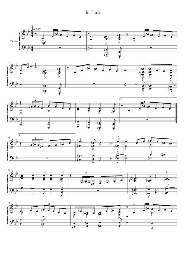 'In Time' - Piano Sheet Music By Oliver E. Nelson | TOPiano