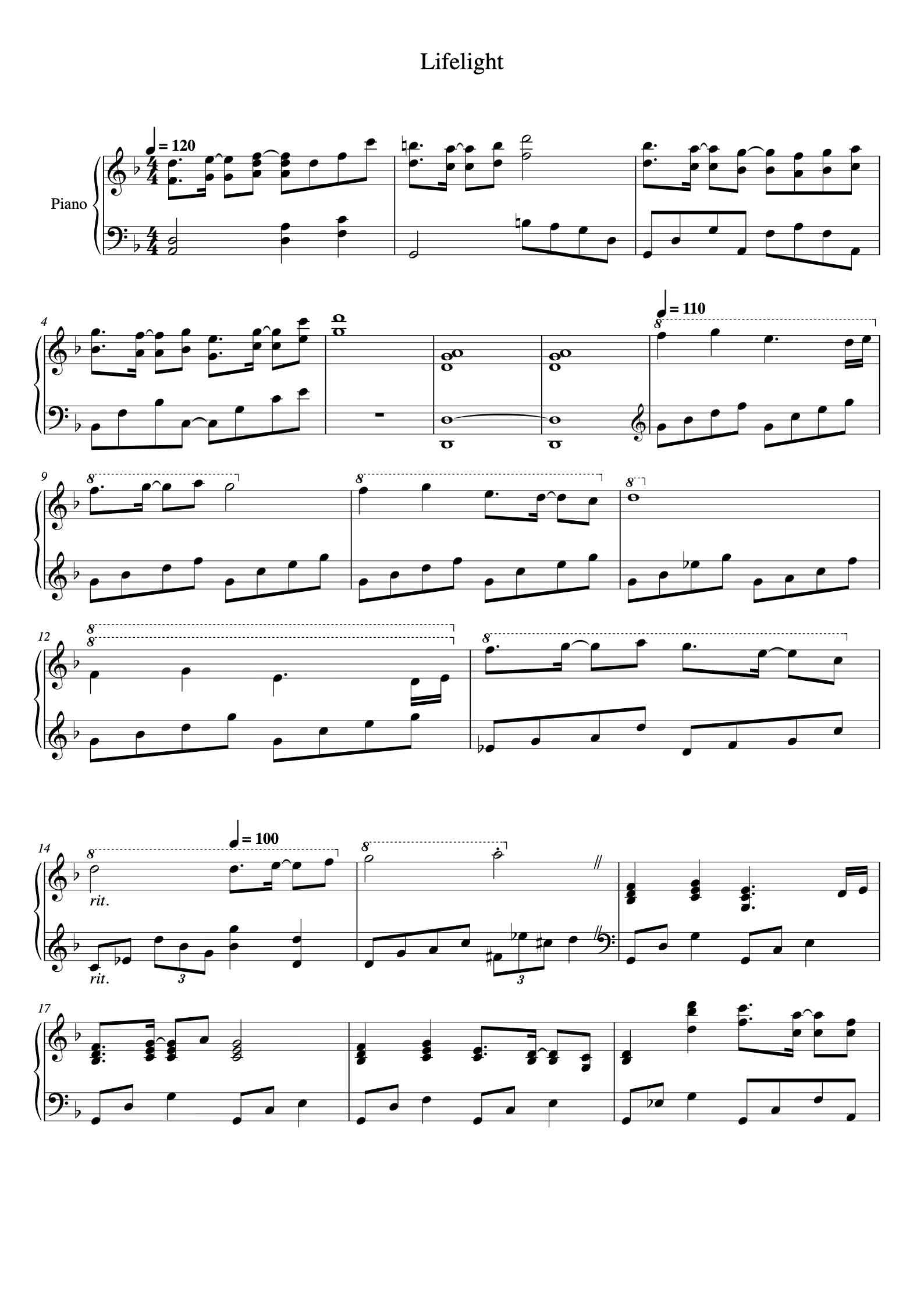 'Lifelight' - Piano Sheet Music By xxx | TOPiano