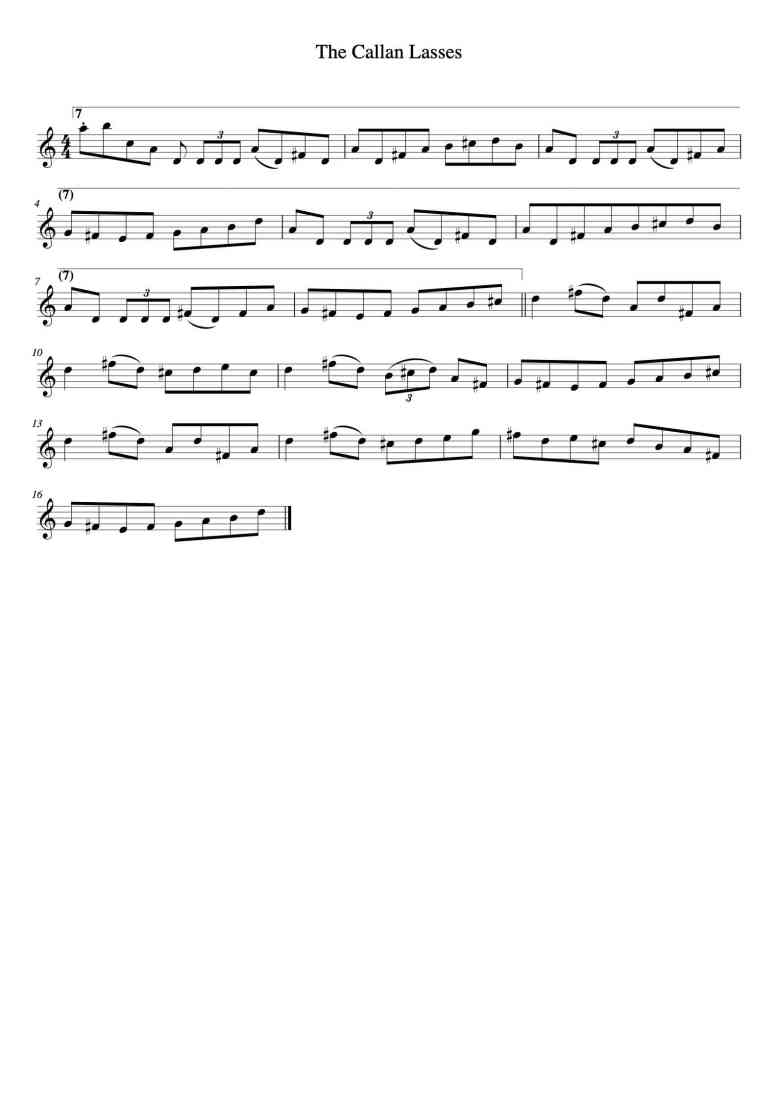 'The Callan Lasses' - Piano Sheet Music By anon. | TOPiano