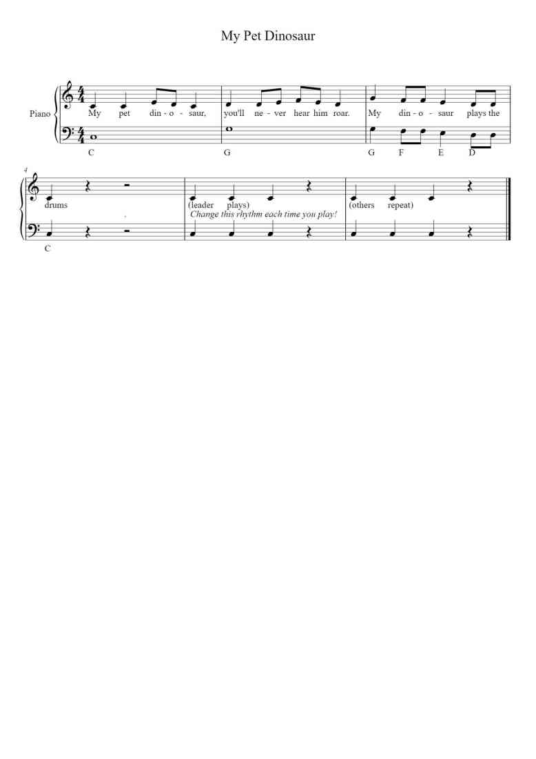 'My Pet Dinosaur' - Piano Sheet Music By CG Moore | TOPiano