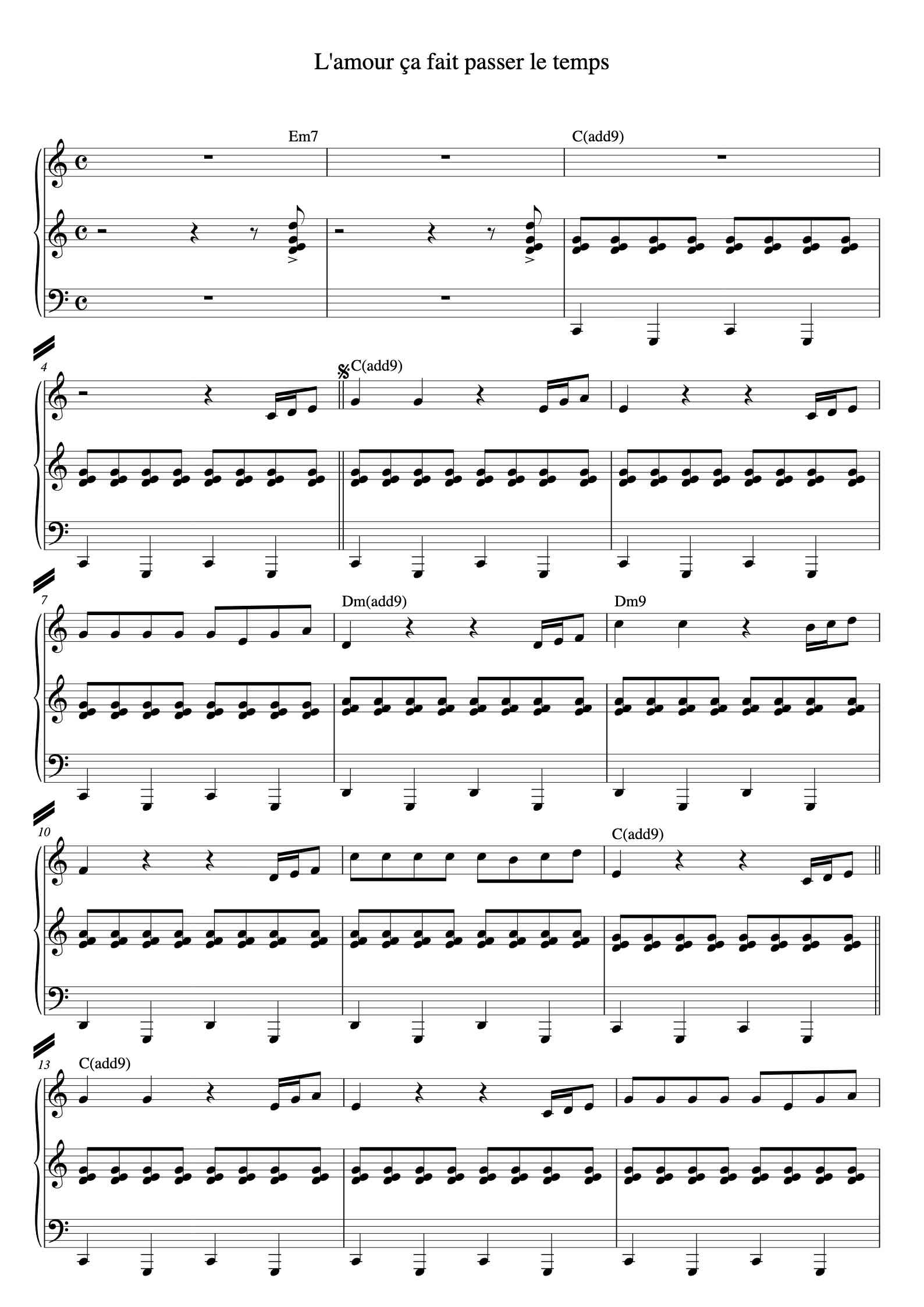 'L'amour ça fait passer le temps' - Piano Sheet Music By Musique de : R ...