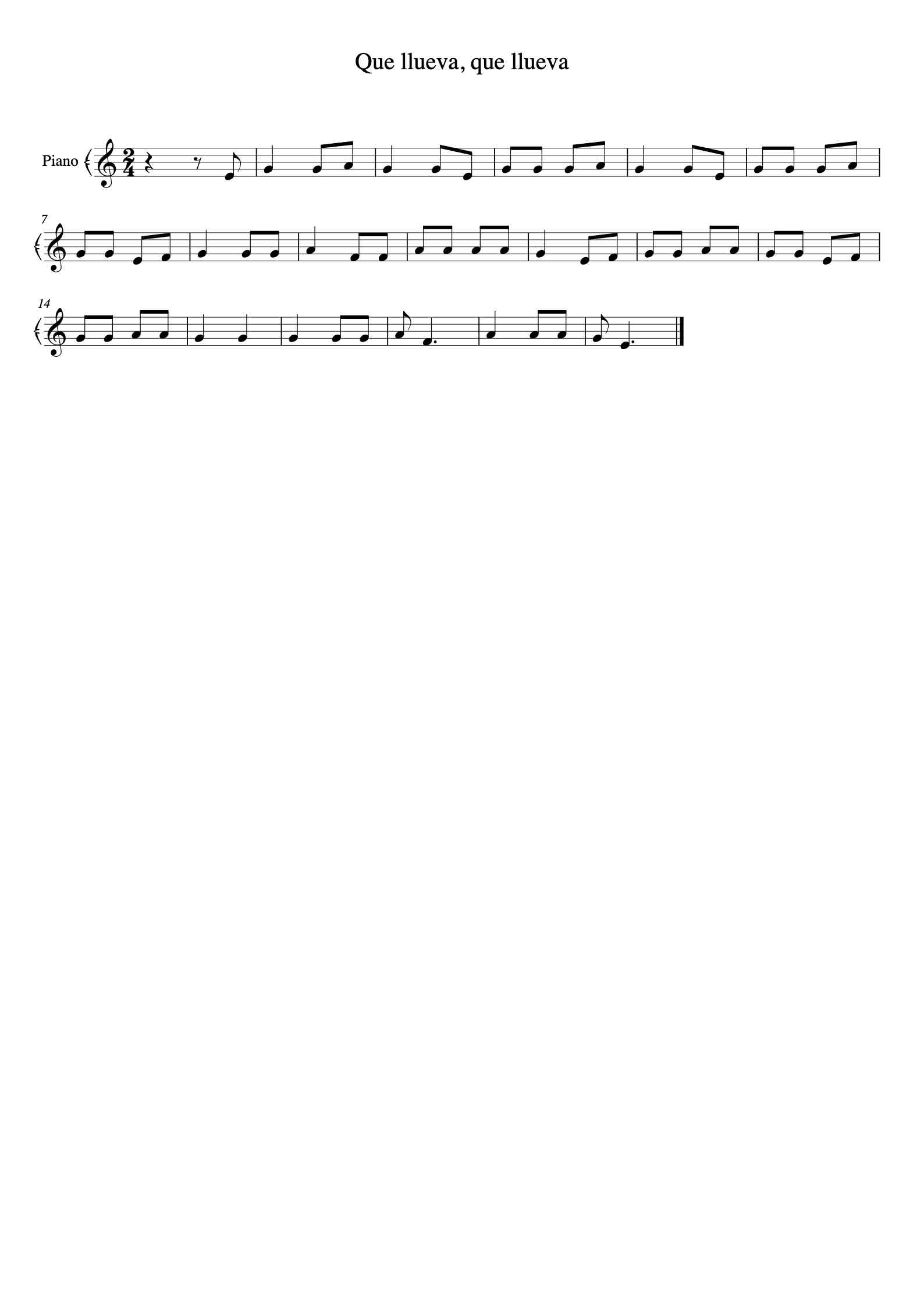'Que llueva, que llueva' - Piano Sheet Music By Elena Galera Serrano ...