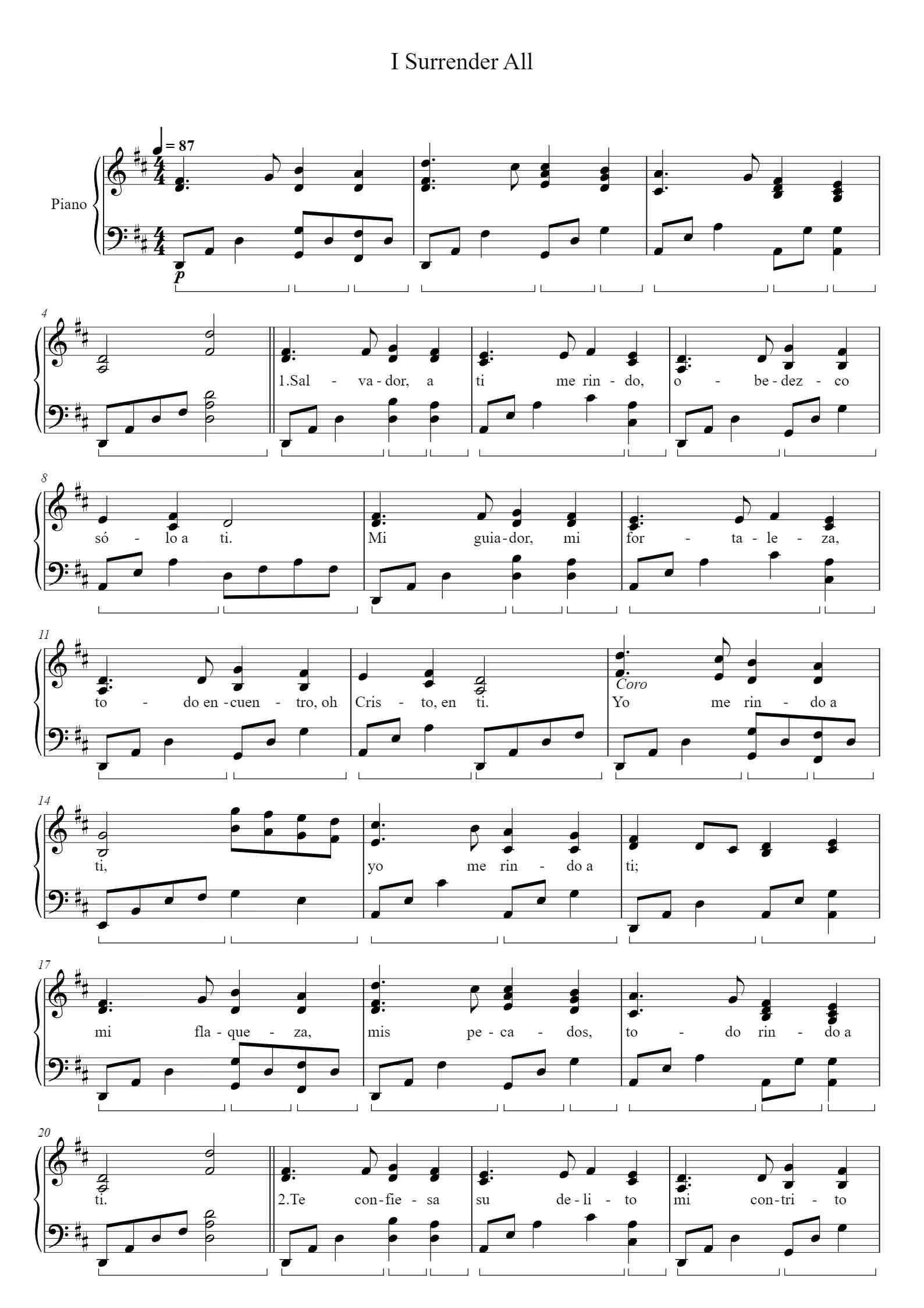 'I Surrender All' - Piano Sheet Music By Shemy | TOPiano