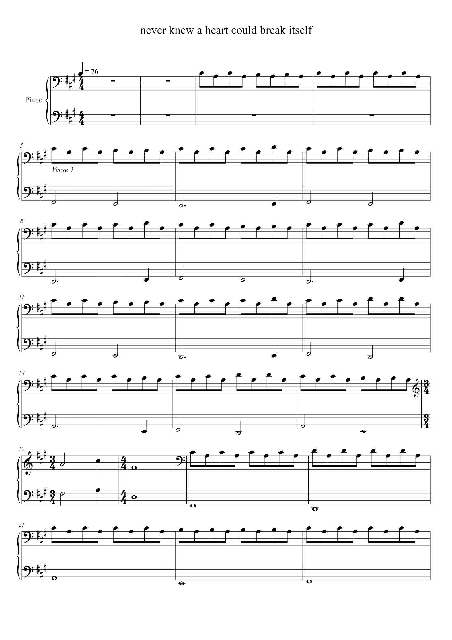 never knew a heart could break itself钢琴谱 - - free piano sheet music ...