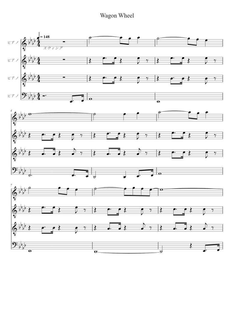 'Wagon Wheel' - Piano Sheet Music By xxx | TOPiano