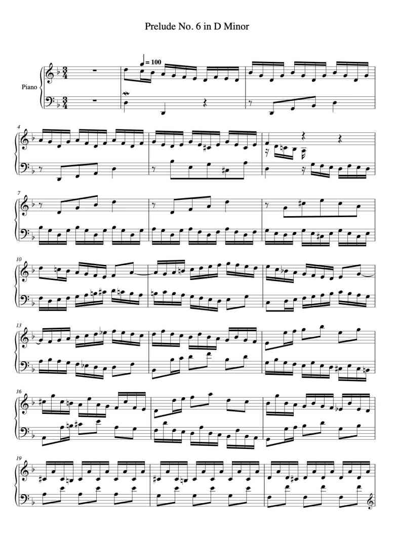 'Prelude No. 6 in D Minor, BWV 875' - Piano Sheet Music By Johann Sebastian Bach (1685 - 1750 ...