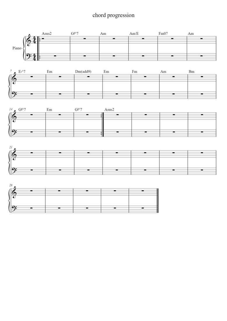 'chord progression' - Piano Sheet Music By Renee Fong | TOPiano