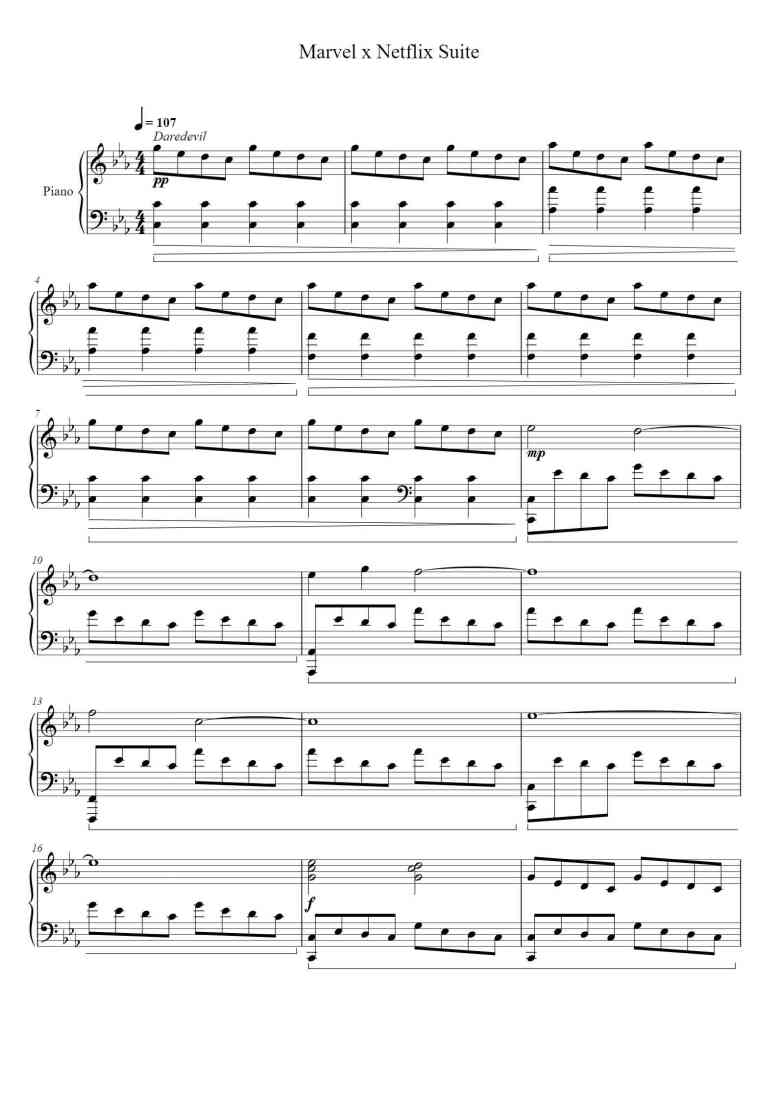 'Marvel x Netflix Suite' - Piano Sheet Music By The Piano Channel ...
