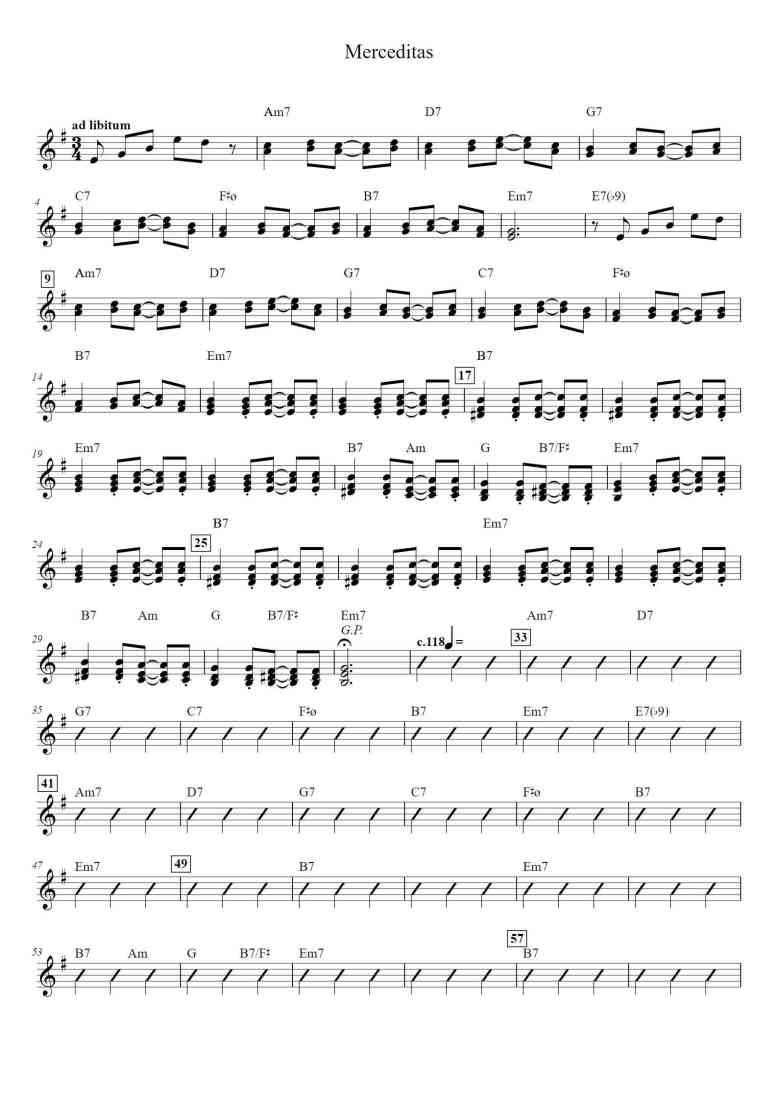 'Merceditas' - Piano Sheet Music By Ramon Sixto Rios Arranjo: Gilberto ...