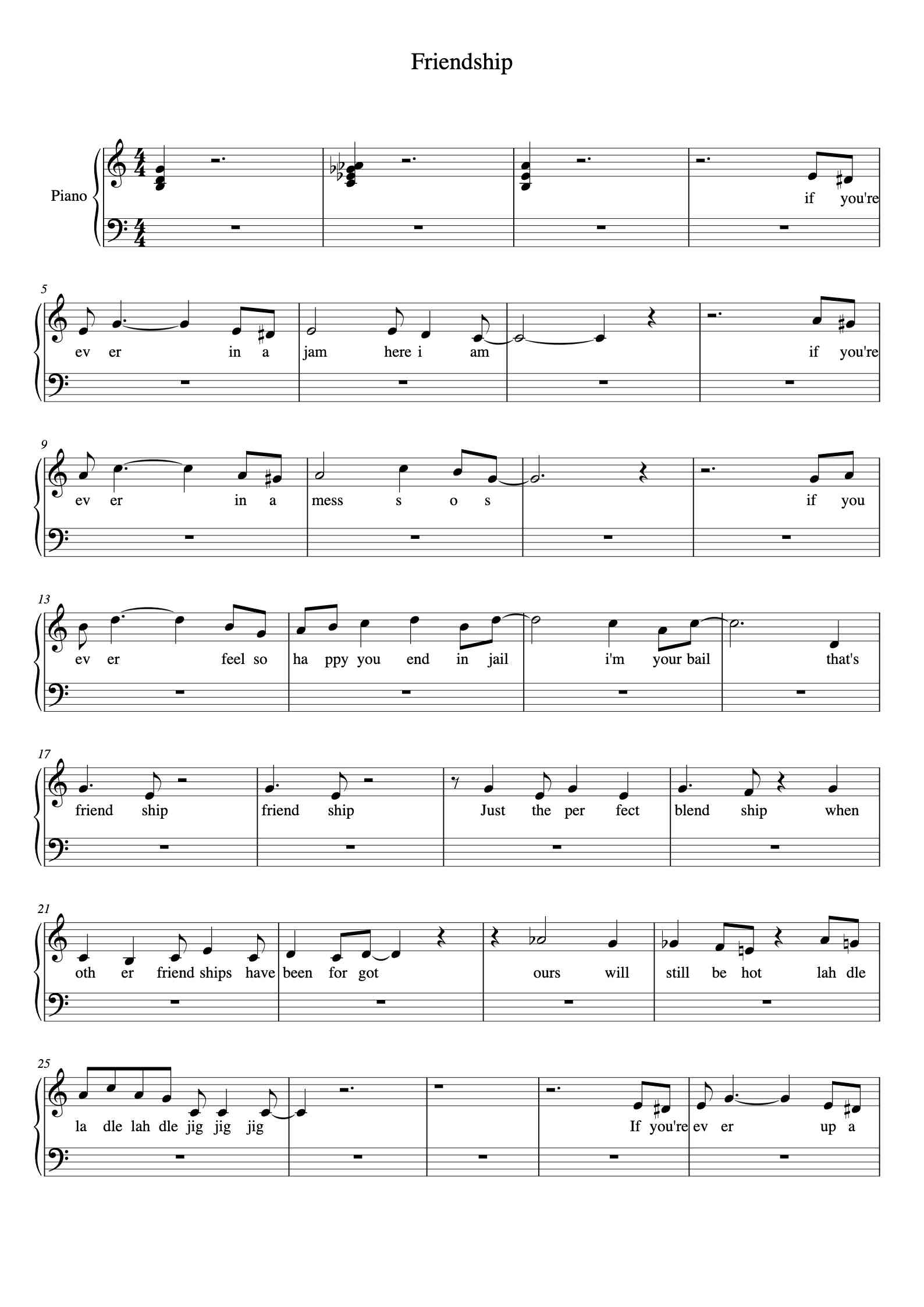 'Friendship' - Piano Sheet Music By xxx | TOPiano