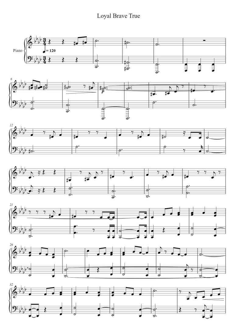 'Loyal Brave True' - Piano Sheet Music By Christina Aguilera | TOPiano