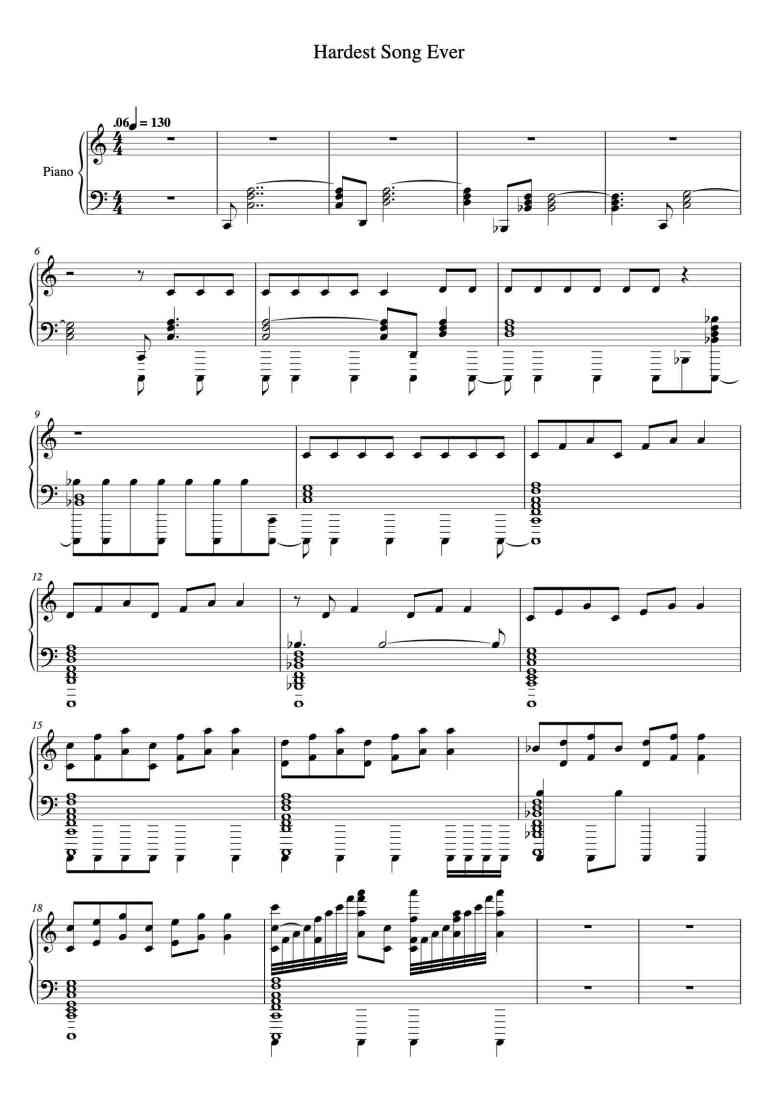 'Hardest Song Ever' - Piano Sheet Music By Beam | TOPiano