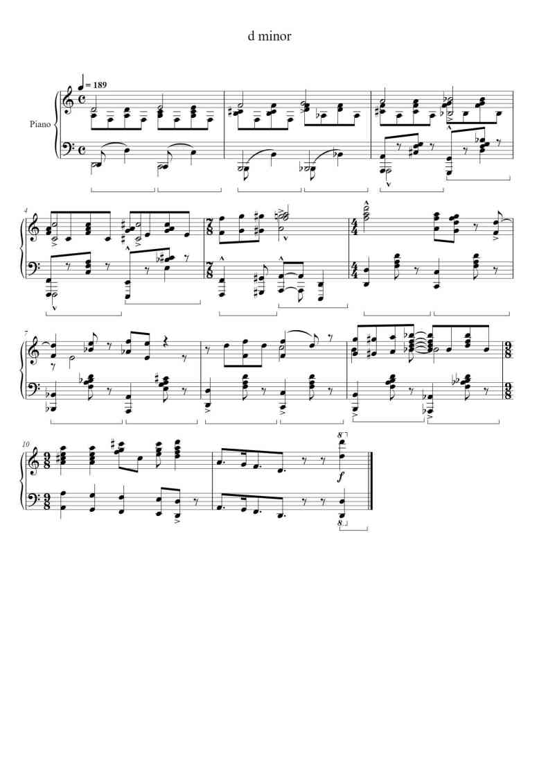 'd minor' - Piano Sheet Music By xxx | TOPiano