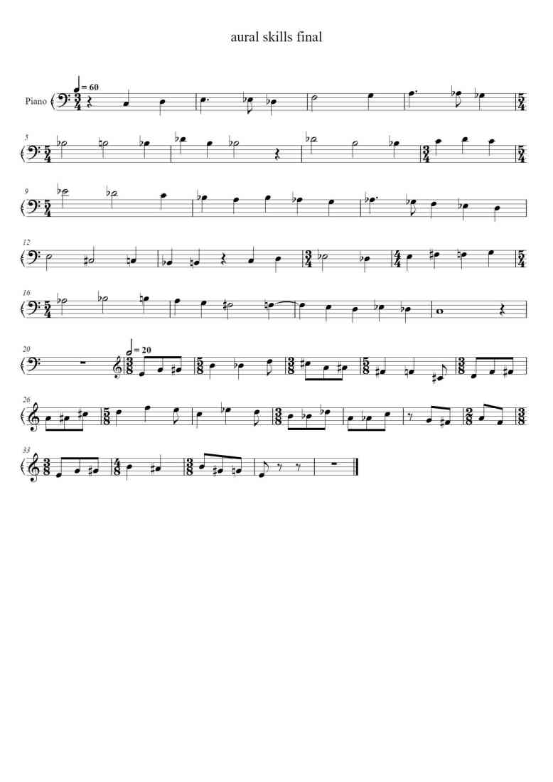 'aural skills final' - Piano Sheet Music By xxx | TOPiano