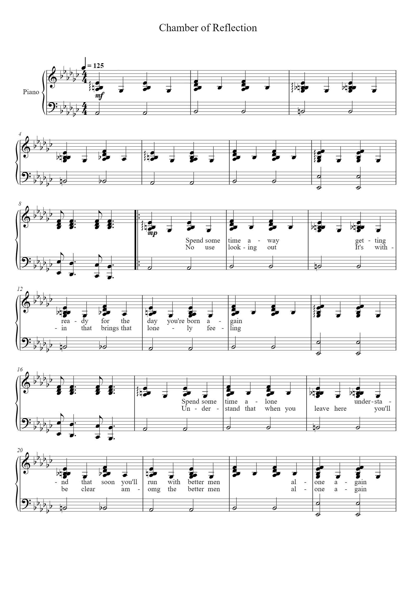 'Chamber of Reflection' - Piano Sheet Music By Brookean Mibes | TOPiano