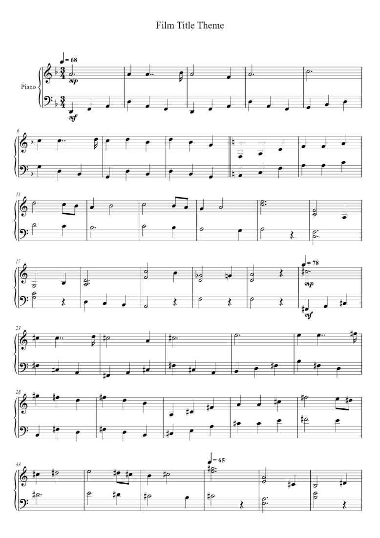 'Film Title Theme' - Piano Sheet Music By Alec Pearl | TOPiano