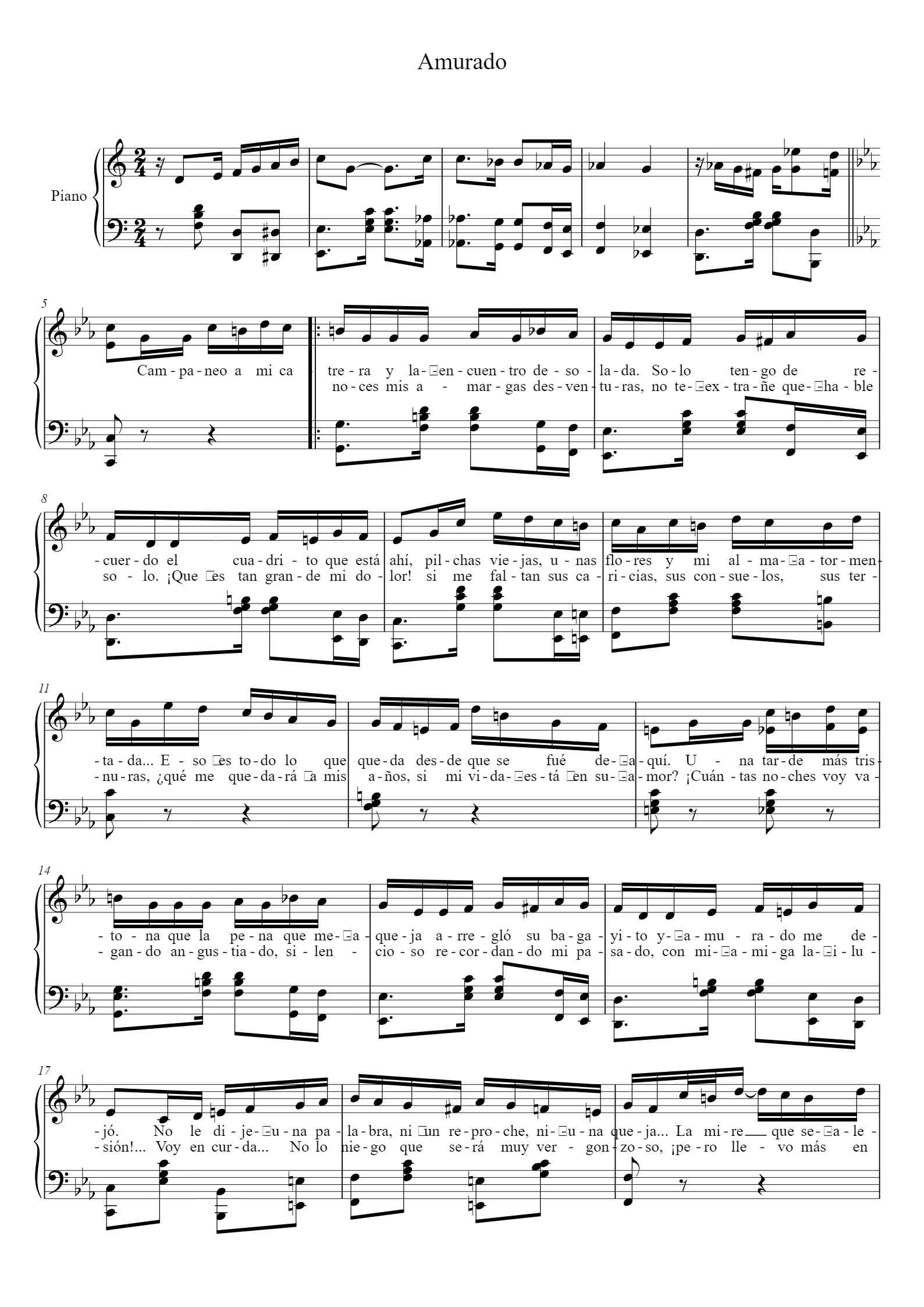 'Amurado' - Piano Sheet Music By Pedro Maffia-Pedro Laurenz | TOPiano