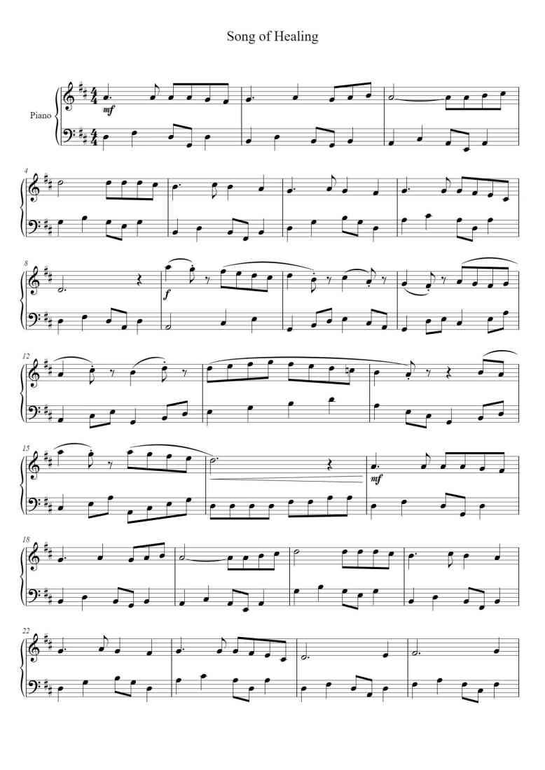 'Song of Healing, Fantastical Preludes (D)' - Piano Sheet Music By ...