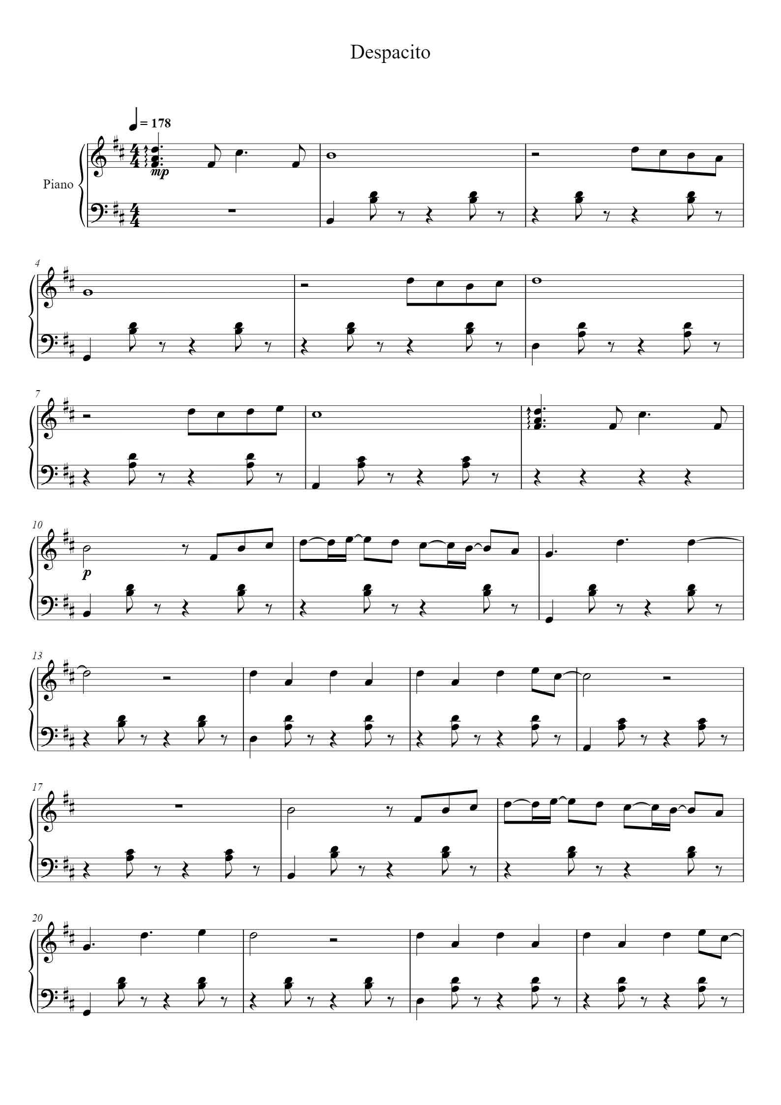 'Despacito' - Piano Sheet Music By Luis Fonsi ft. Daddy Yankee | TOPiano