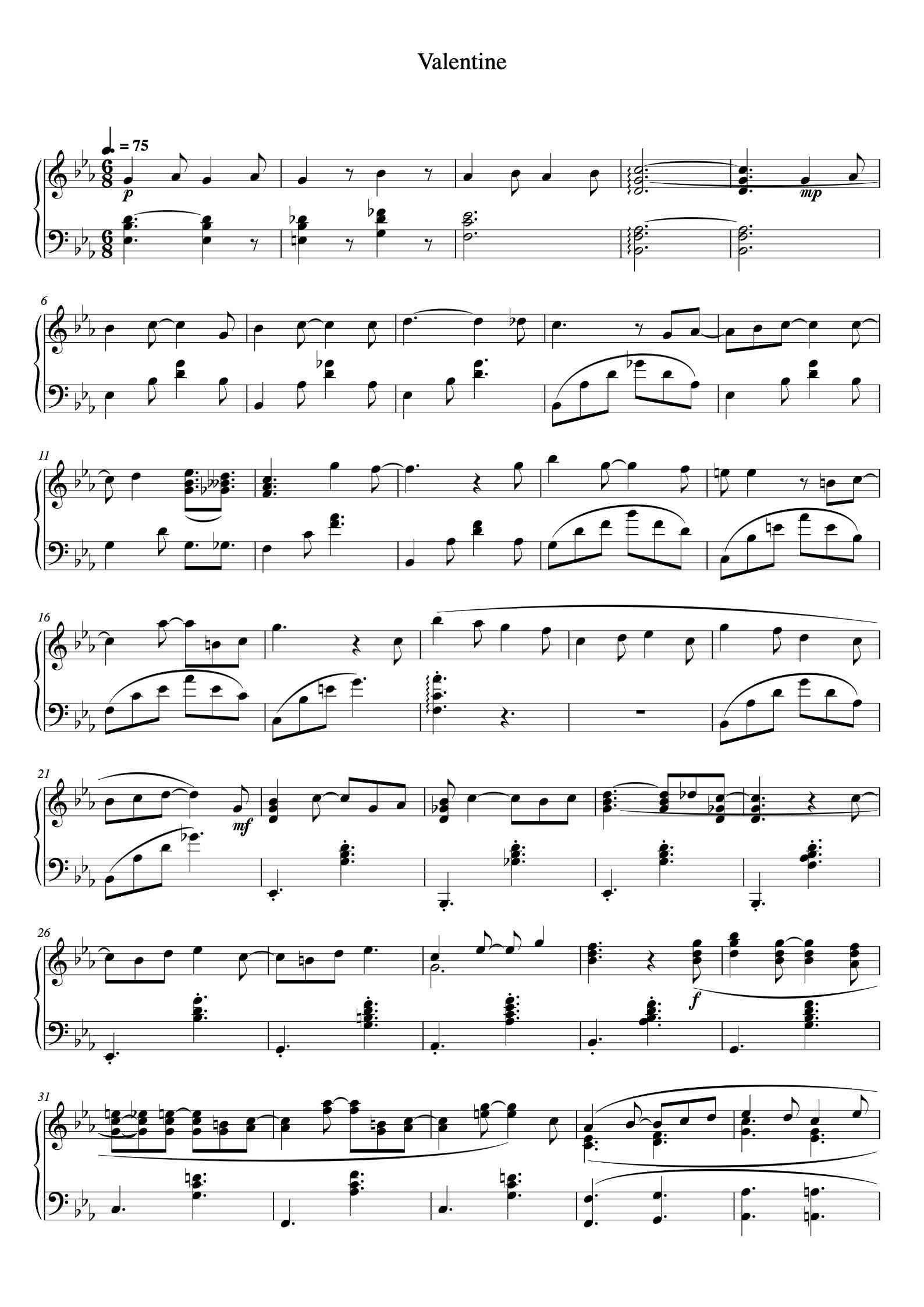 'Valentine' - Piano Sheet Music By Piano Arrangement by Tuan-Anh Le ...
