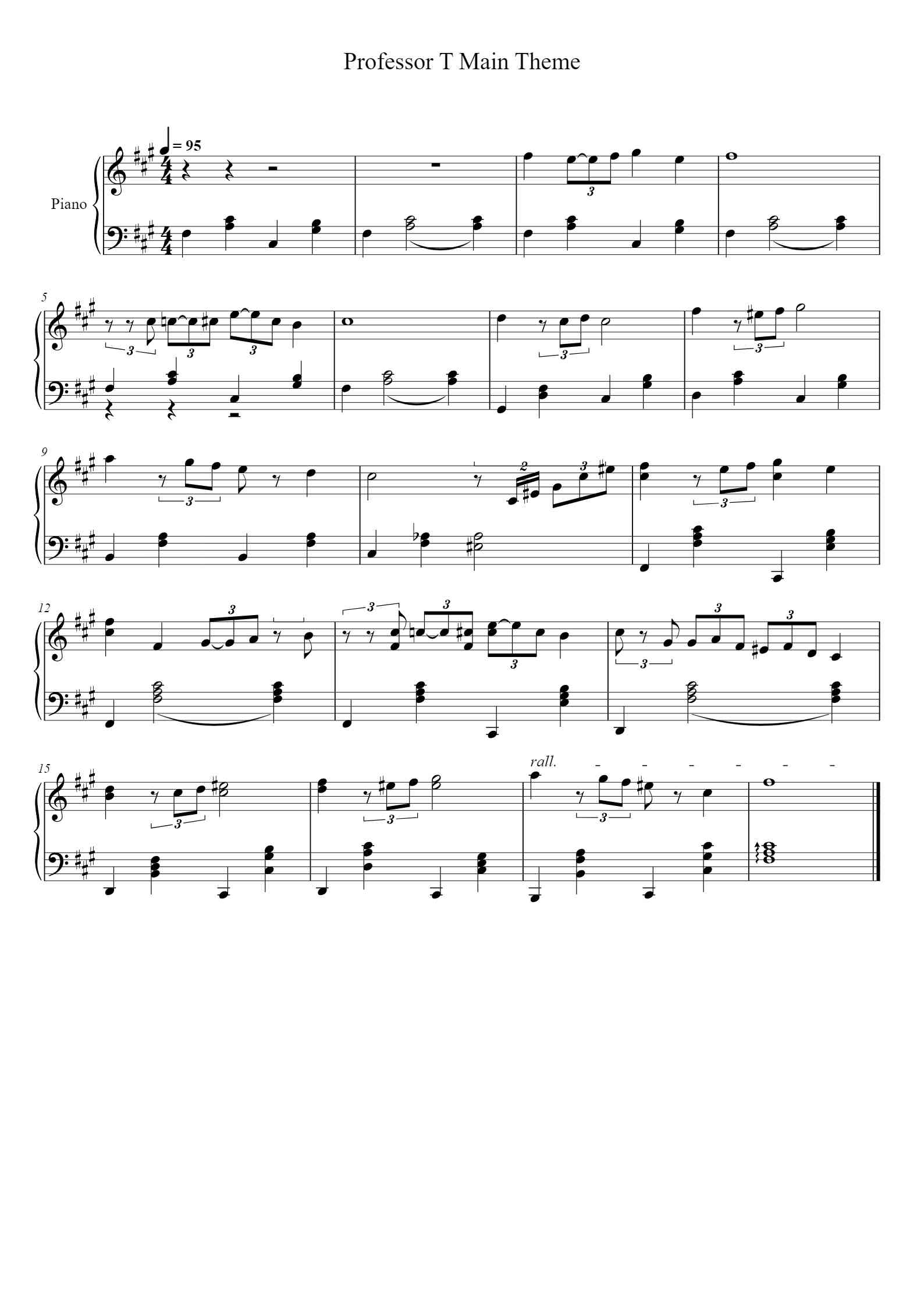 'Professor T Main Theme' - Piano Sheet Music By Composer: Hannes De ...
