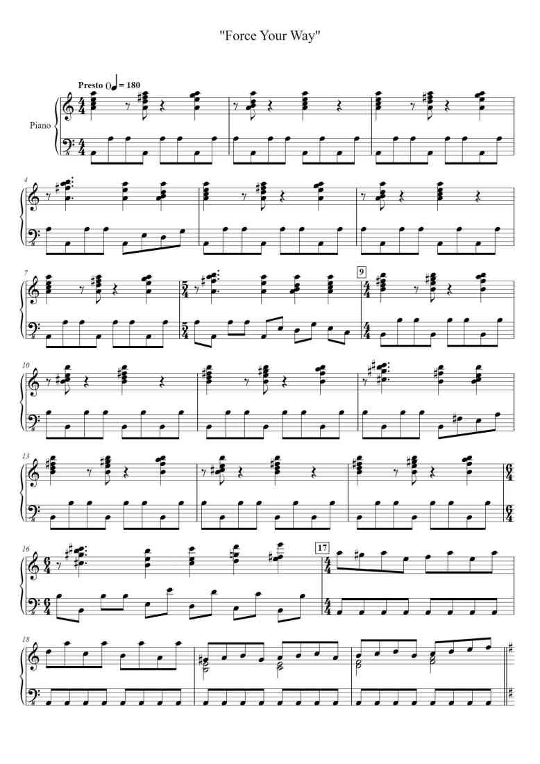 'Force Your Way' - Piano Sheet Music By Composition by Nobuo Uematsu ...