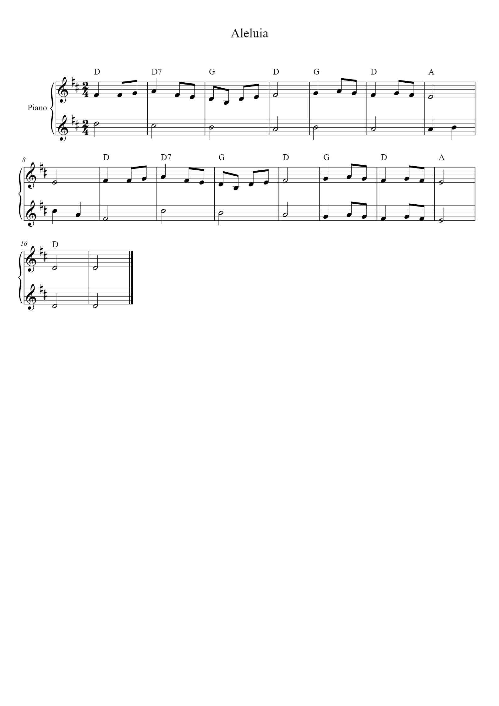 'Aleluia' - Piano Sheet Music By Taize | TOPiano