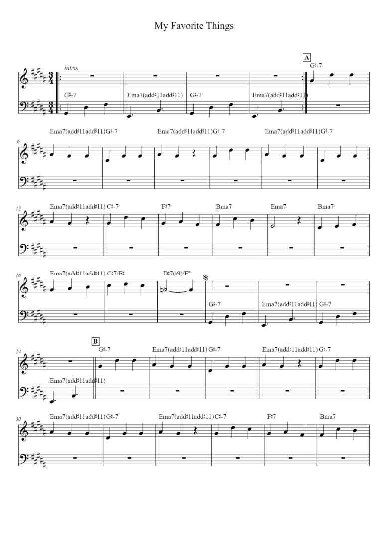 'My Favorite Things' - Piano Sheet Music By 編曲:平山順子 | TOPiano