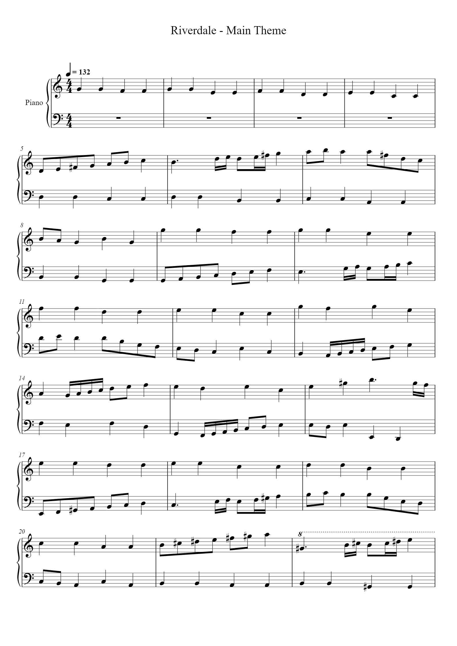'Riverdale - Main Theme "But it's a Fugue"' - Piano Sheet Music By ...