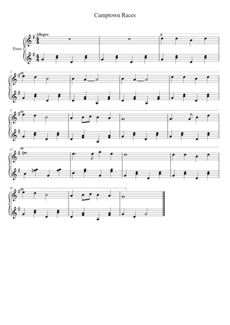 'Camptown Races' - Piano Sheet Music By Stephen Foster/Kevin Manthei ...