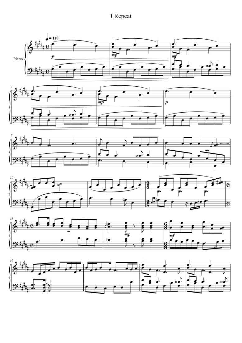 'I Repeat' - Piano Sheet Music By xxx | TOPiano