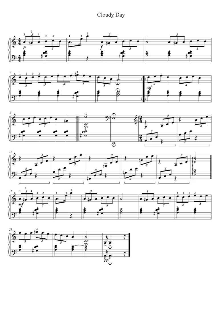 'Cloudy Day' - Piano Sheet Music By Marcus Hayden | TOPiano