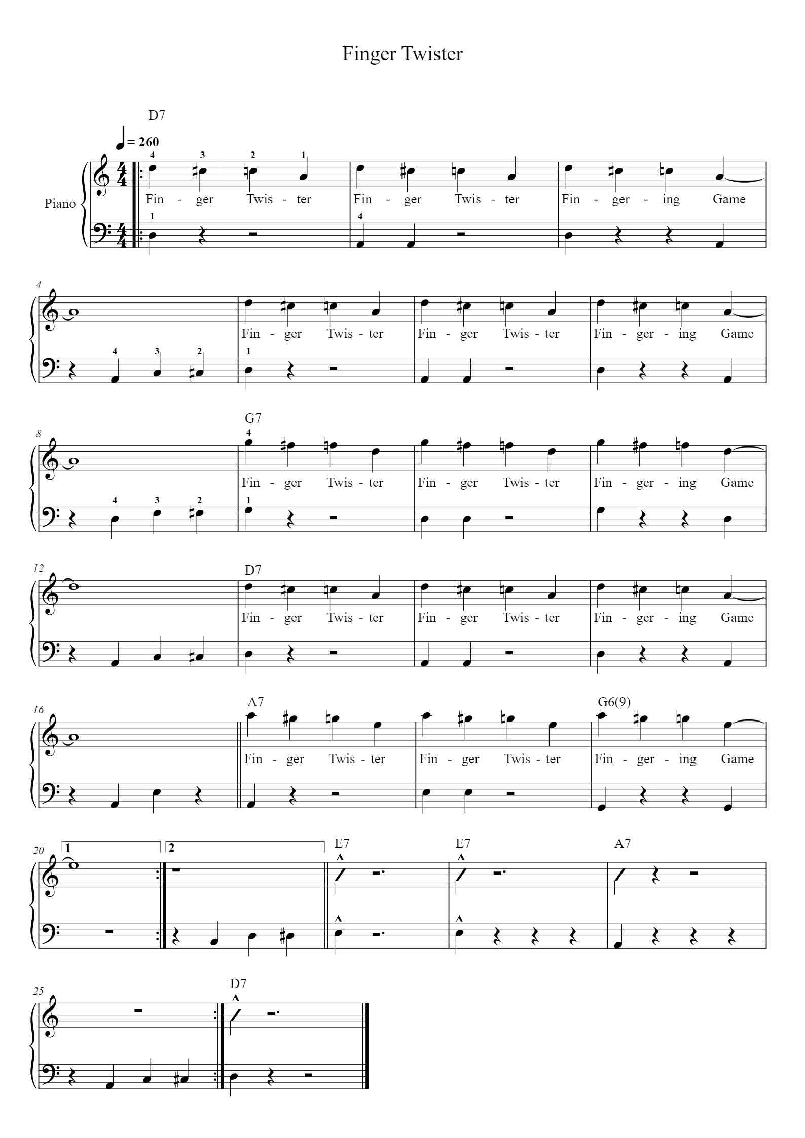 'Finger Twister' - Piano Sheet Music By Scott Warren | TOPiano